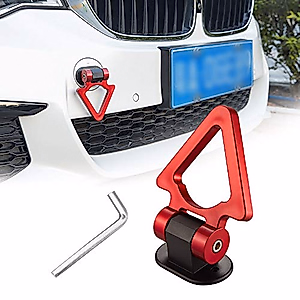 TOMALL Car Tow Hook Red Universal Decorative V Shape Racing Style Trailer Hook Sticker for Car Bumper (ONLY Decoration)