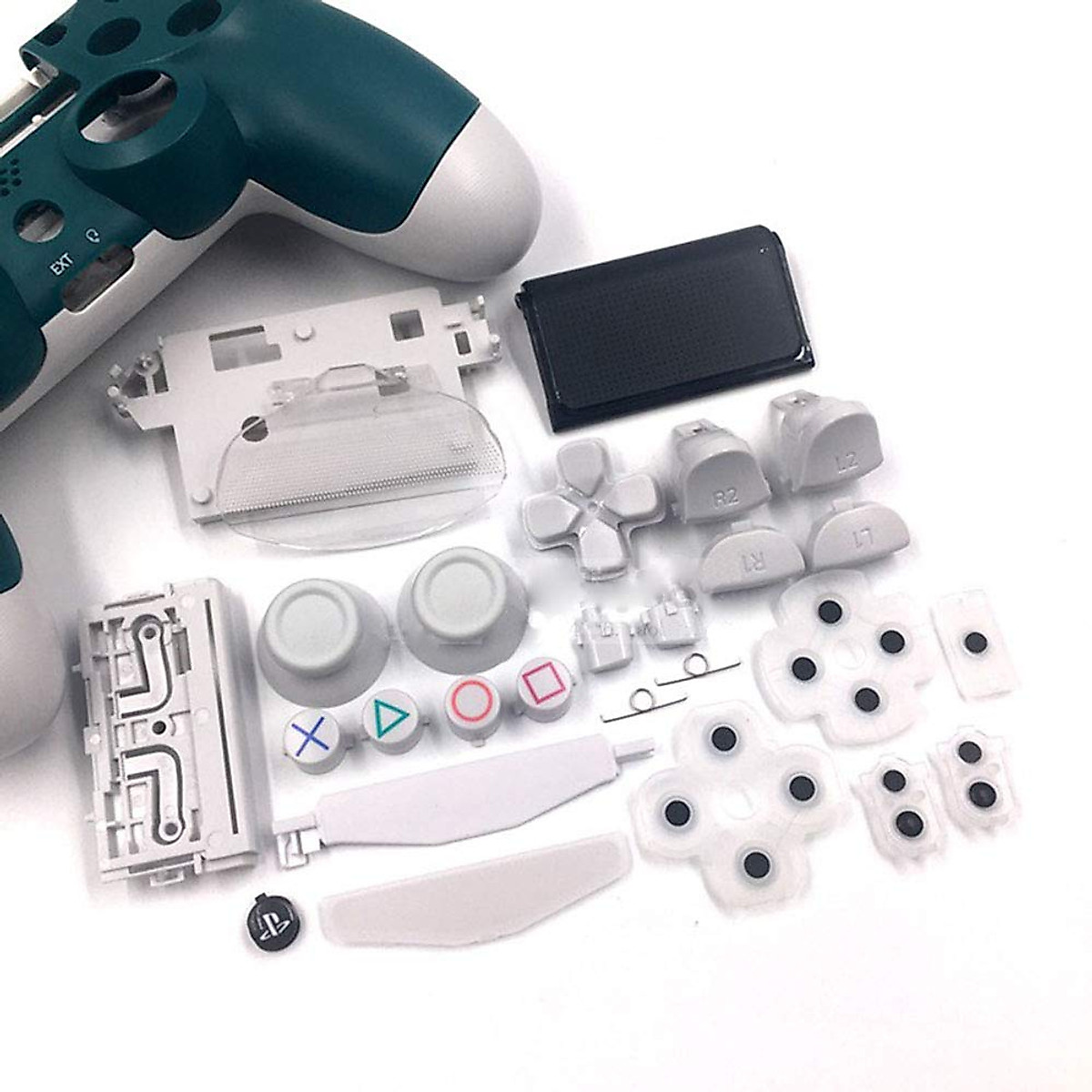 DIY Full Housing Shell Plastic Housing Shell Front Housing with Button Screw Driver for Playstation 4 JDS-040 PS4 040 Controller (Green)