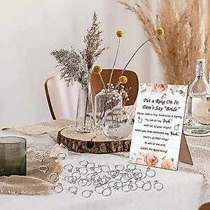Kathfly Put a Ring on It Bridal Shower Games with 100 Bridal Shower Rings Wedding Shower Games Engagement Party Games Not Say Bride Rules Cards Bridal Shower Decorations for Guest Bridal Shower Favors