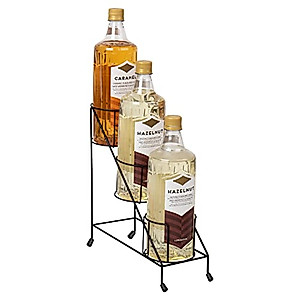 Mind Reader Alloy Collection, 3-Compartment Graduated Bottle Stand, Countertop Organizer, Metal, 4.25" L x 14" W x 10.75" H, Black