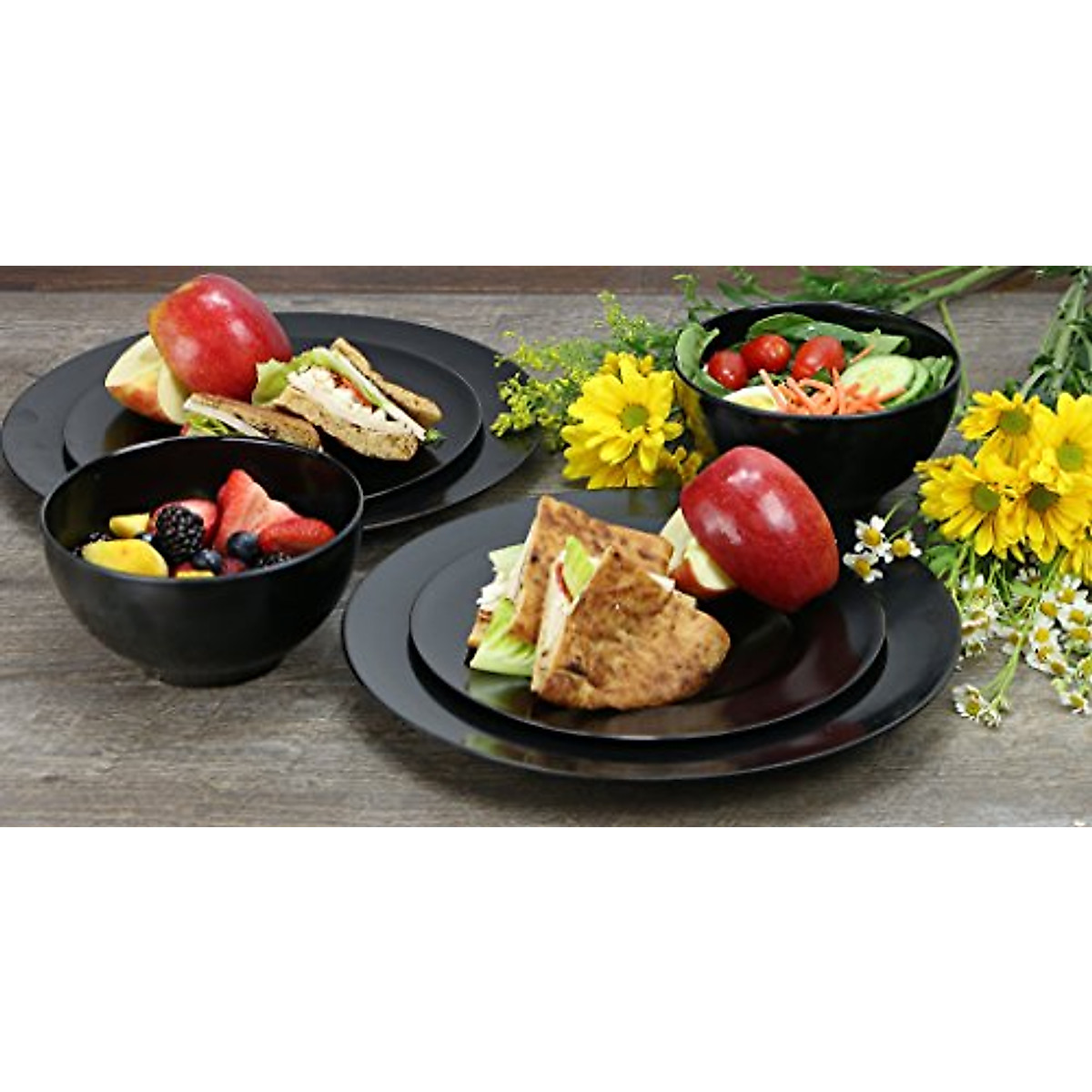 Calypso Basics by Reston Lloyd Melamine Salad Plate, Set of 6, Black