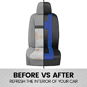 BDK carXS Seat Covers for Cars, Blue Two-Tone with Matching Back Seat Cover, Made to Fit Most Auto Truck Van SUV, Interior Car Accessories, Full Set