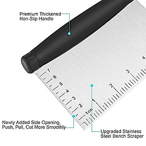 Bench Scraper, UUBAAR 1 PCS Dough Scraper Tool Kitchen Scraper, Multi-Purpose Stainless Steel Food Scraper Chopper, 6-Inch Bench Knife for Baking Cooking, Dough Cutter with Contoured Grip