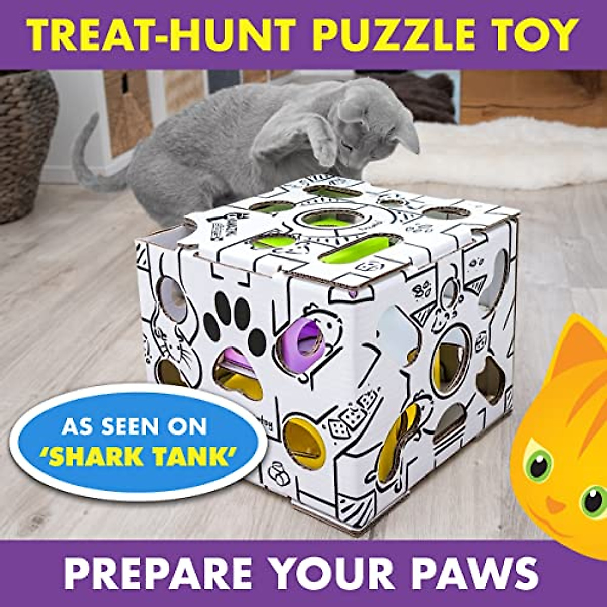Cat Amazing Sliders – Cat Puzzle Toy for Indoor Cats – Cat Treat Puzzle Box – Interactive Treat Maze – Cat Enrichment Feeder – Food Puzzle – Best Cat Toy Ever!