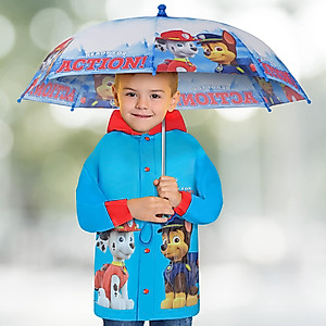 Nickelodeon Kids Umbrella and Poncho Raincoat Set, Paw Patrol Boys Rain Wear for Toddler 2-3 or Kids 4-7