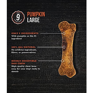 Wholesome Pride Natural & Healthy Pumpkin Highly Digestible Dog Chews, Large - 2 Pack