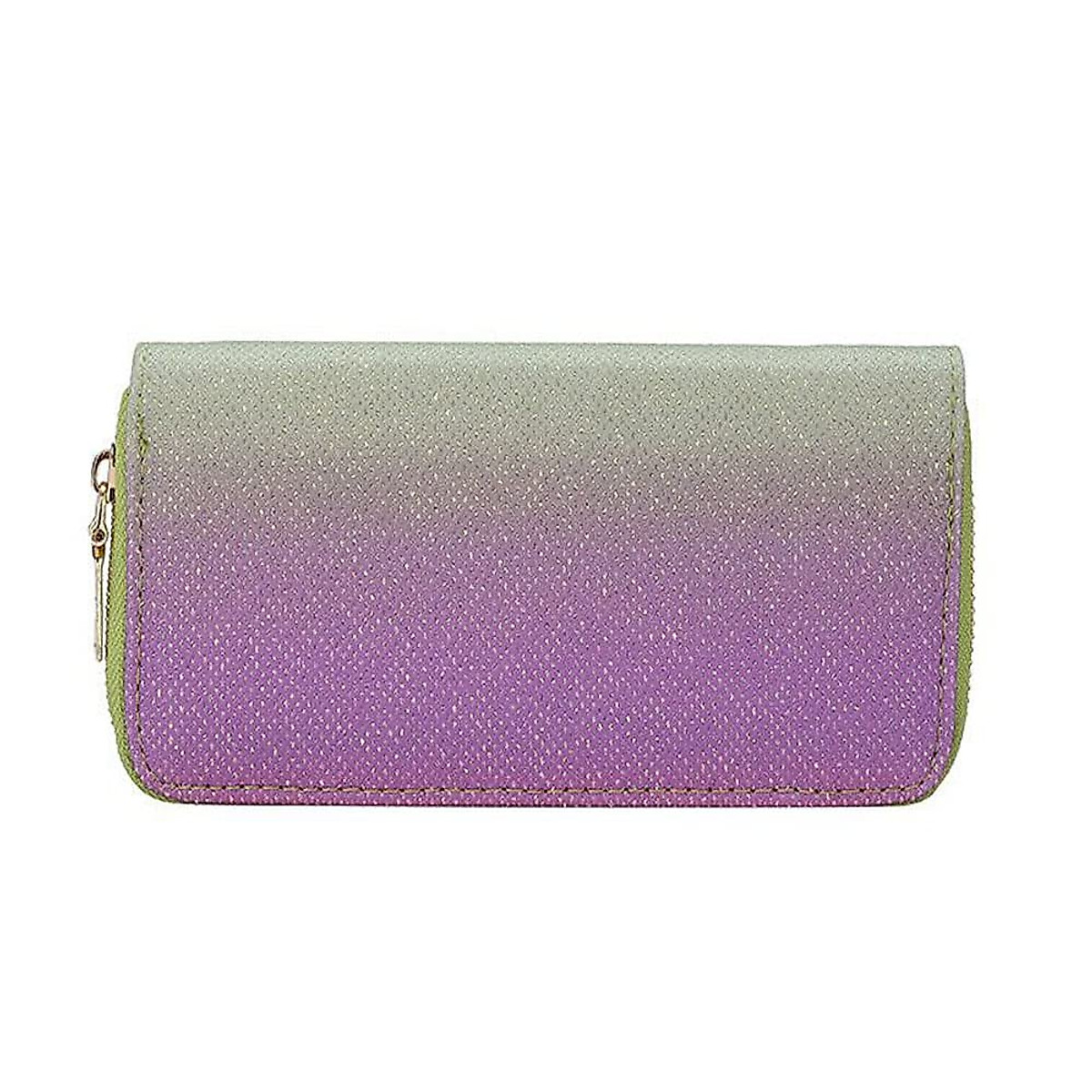 Loxepur Sweet Gradient Color Purse Zipper Multi-Card Pocket Wallet (Purple)
