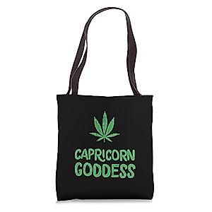 Capricorn Goddess Weed Leaf Marijuana Horoscope Astrology Tote Bag
