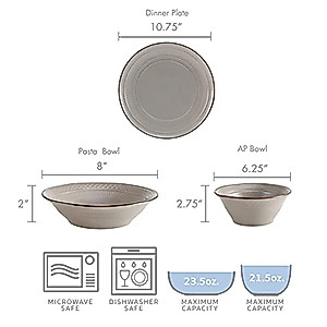 Pfaltzgraff Easton 12 Piece Dinnerware Set, Service For 4, Taupe