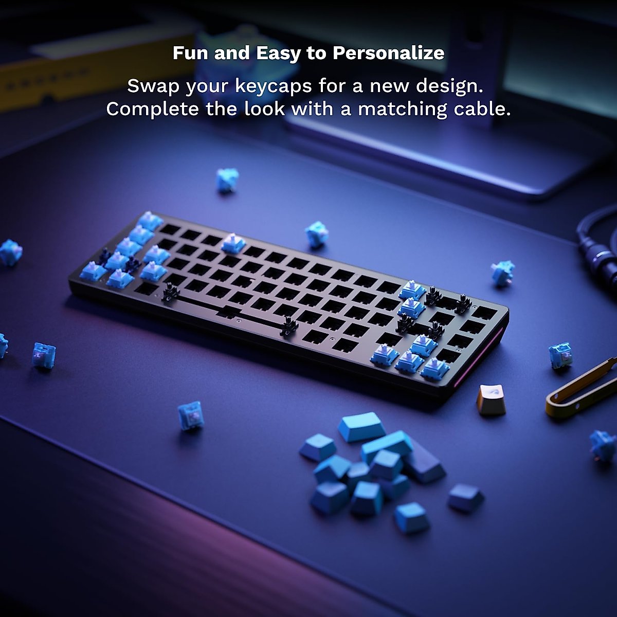 Glorious Gaming GMMK 2 - TKL Mechanical Keyboard - Custom 65% Keyboard - Compact -Hotswap w/Cherry Mx Style Switches - Incl. Double Shot Keycaps & Linear Switches - PC Gaming Setup Accessories