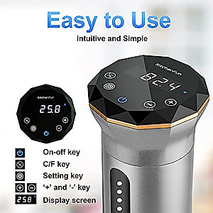 Sous Vide Cooker Immersion Circulators: 1100W Fast-Heating| IPX7 Waterproof| Thermal Immersion Circulator| Accurate Temperature and Timer| Sous Vide Machines with Digital Touch Screen by KitchenFun