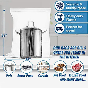[ Pack of 50 ] 14” X 20" Clear Reclosable Zip Plastic Poly Bags with Resealable Lock Seal Zipper Storage Bags, Extra Large 4 Mill. Heavy Duty Thick Plastic, Reusable Strong Clear Bag for Food Storage, Food Prep, Clothing, Organization, Moving, Traveling (