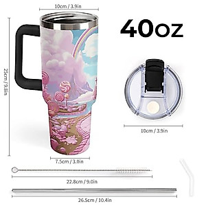 STVNKML 40 Oz Tumbler with Handle Candy Land Stainless Steel Coffee Mug Reusable Travel Mug Leak-proof Insulated Car Cup Large Capacity Tumbler for Travel, Outdoor, Home Use (Black)