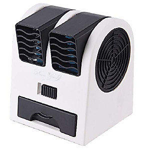 BXT Portable Air Conditioner Fan Dual Bladeless Safe Mini Personal Fan Battery Powered/USB Recharging Table Desktop Fan Drawer Frgance Perfume Oil Misting Fan Cooling Cooler Indoor/Outdoor Use