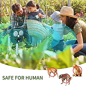 Kittmip 2 Pieces Ultrasonic Animal Repeller Solar Powered Animal Repellent Animal Deterrent Devices Waterproof with Motion Sensor Audible Alarm Flashing Light for Garden Cat Dog Mice Bird Deer