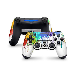 ZOOMHITSKINS Compatible with PS4 Controller Skin, Rainbow Paint Painting Drip Splatter Graffiti, Durable, 3M Vinyl, Made in The USA