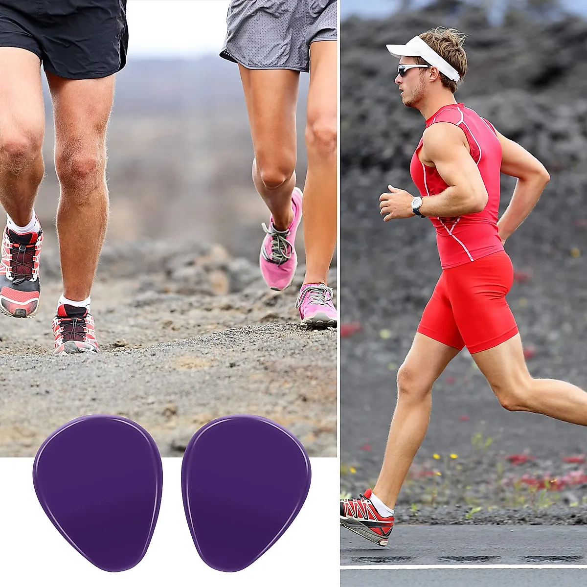 Mepase 8 Pieces Gel Ball of Foot Cushions Metatarsal Pads for Women and Men Clear Gel Ball of Foot Soft Metatarsal Cushioning Pain Relief with 1 Wood Box Storage(Purple)