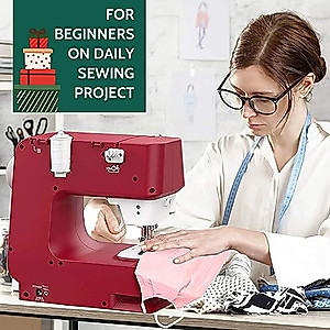Mini Sewing Machine Compact for Beginner, Dual Speed Portable Machine Speed Control Computerized Sewing Machine Full functions,Easy operation Light, Sewing Kit for Household, Travel, DIY handmade