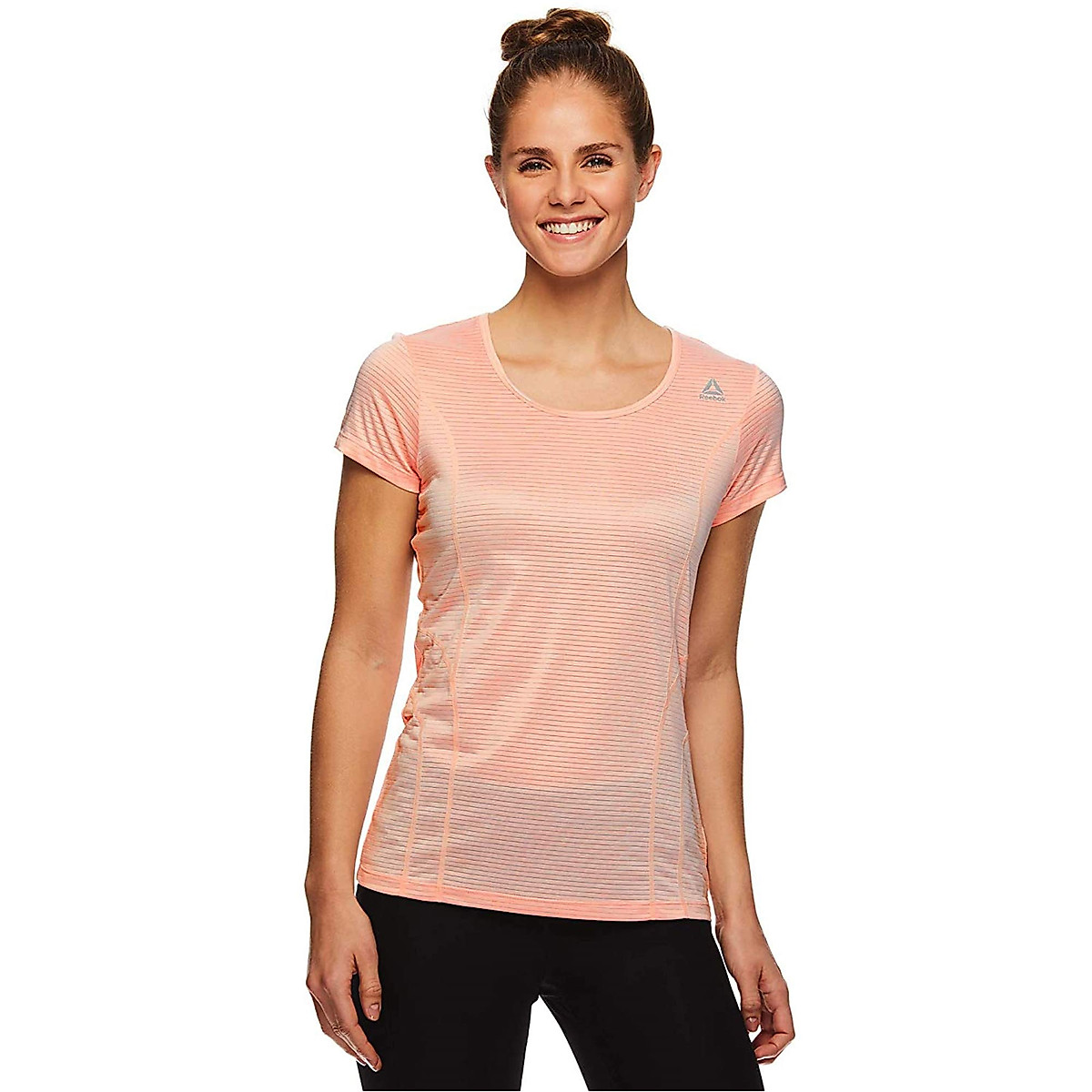 Reebok Womens Mini Burnout Basic T-Shirt, Pink, X-Small