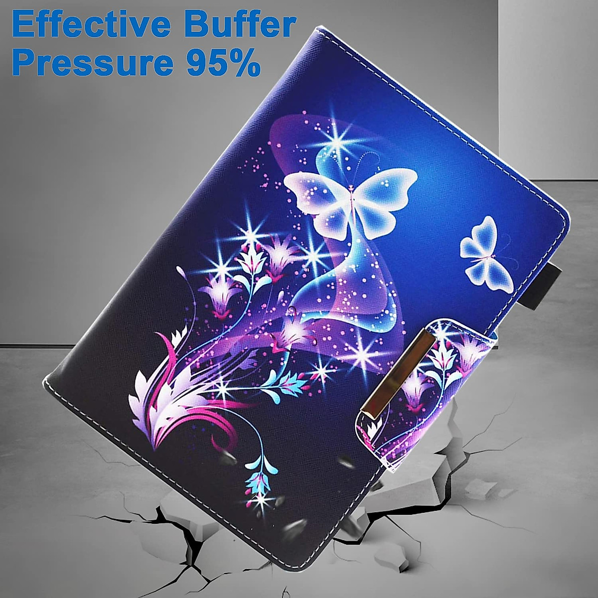 JZCreater 10 Inch Tablet Case, Universal 10 10.1 Inch Android Tablet Cover, Multi-Angle Viewing Stand Case for 9.5-10.5 Inch Tablet, Purple Butterfly