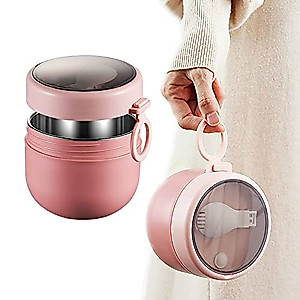 Aphmeir Overnight Oats Containers with Lids, 20oz Stainless Steel Inside Overnight Oats Jars with Spoon, Insulated Food Jars Portable Oatmeal Container Breakfast On The Go Cups (Pink)