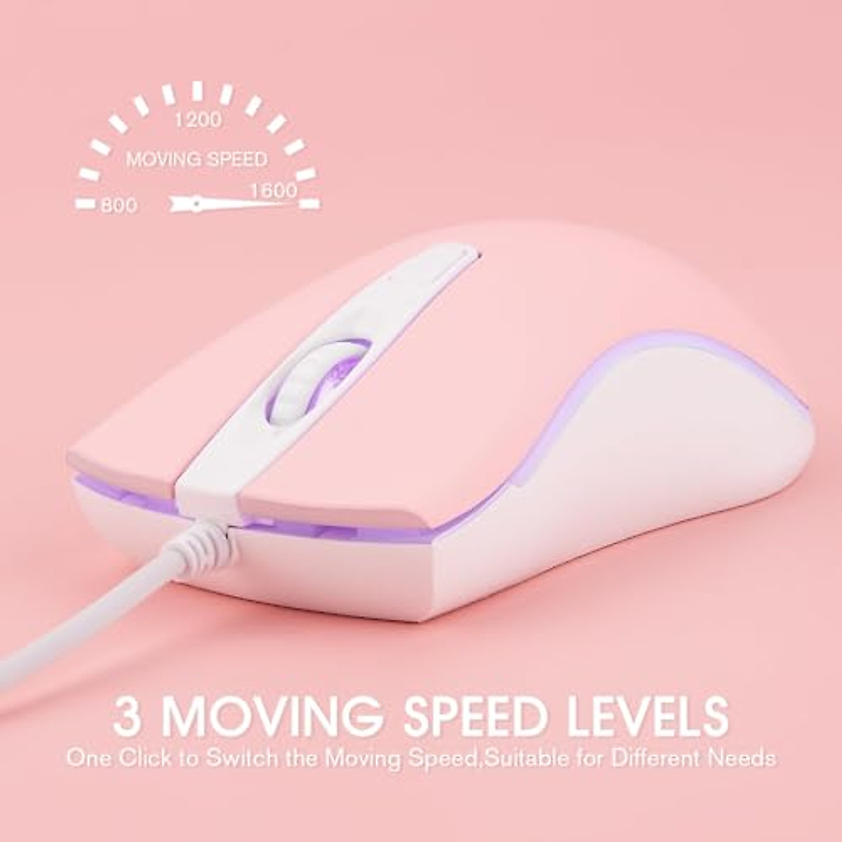 Rii Wired Mouse, USB Computer Mouse,RGB Optical Office Mice for PC,Computer,Laptop,Desktop,Windows,Chromebook (Pink)