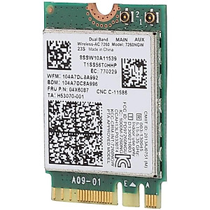 Dual Band Wireless-AC 7260 NGFF M2 Use for Intel AC 7260NGW 802.11ac 2x2 Wi-Fi + Bluetooth 4.0 Compatible with Lenovo Thinkpad T440 T540 X240 W540 L540 L440 Fru: 04X6007