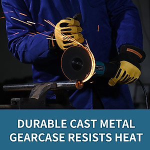 Angle Grinder Grinder Tool, Variable Speed Angle Grinder 4 1/2 Cut off Tool, Metal Cutter Grinder Tool with Grinding and Buffer Polishing Capabilities, 7.5Amp, Non-Slip Handle, and Auxiliary Handle