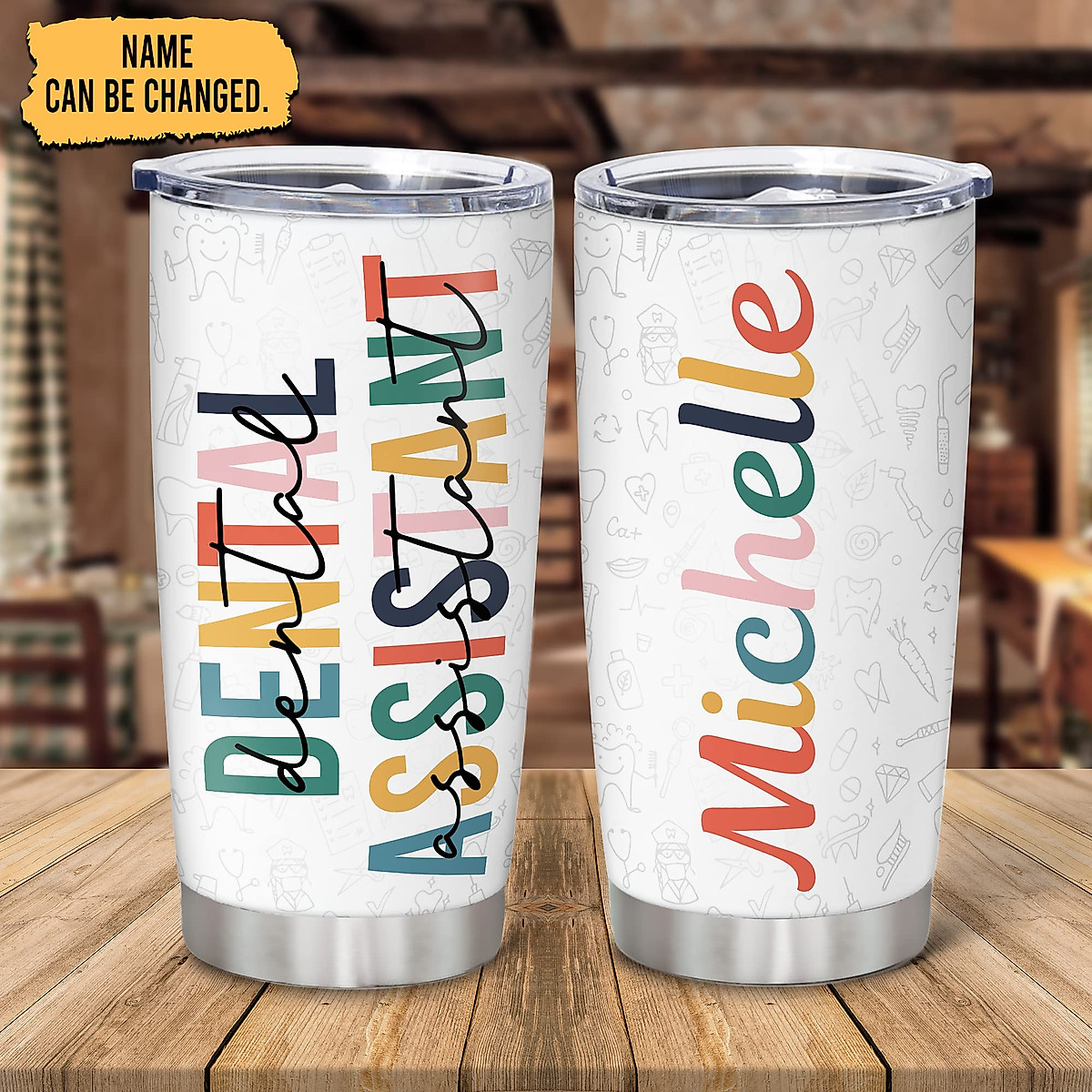 Hyturtle Personalized Dentist Tumbler Coffee - Dental Assistant Stainless Steel Tumbler 20 oz With Lid - Idea Gifts For Dentists, Women, Dental Hygiene, Men, Hygienist - Gifts For Birthday