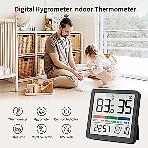 VOCOO Humidity Gauge Indoor Thermometer - Digital Indoor Humidity Sensor Room Thermometer with Temperature Humidity Monitor, Accurate Hygrometer Temp Meter for Home Greenhouse Wine Cellar