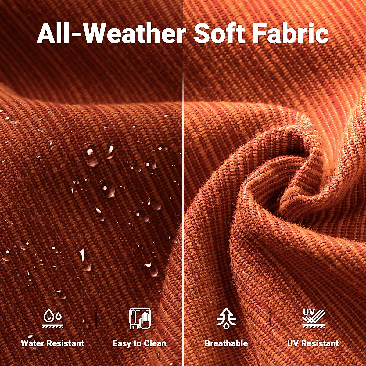 ovios 8 Piece Patio Furniture Set, Outdoor Wicker Sofa Couch with Swivel Rocking Chairs and Comfy Cushions, High Back Rattan Conversation Set, Orange Red