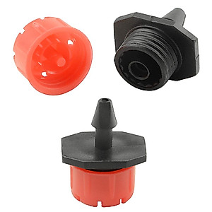 XINGYHENG 100pcs 8 Holes Button Drop Adjustable Flow Dripper with 40PCS Tee Connector Spray Dripped Integral Emitter Nozzle Sprinkler Irrigation System for Flower Garden