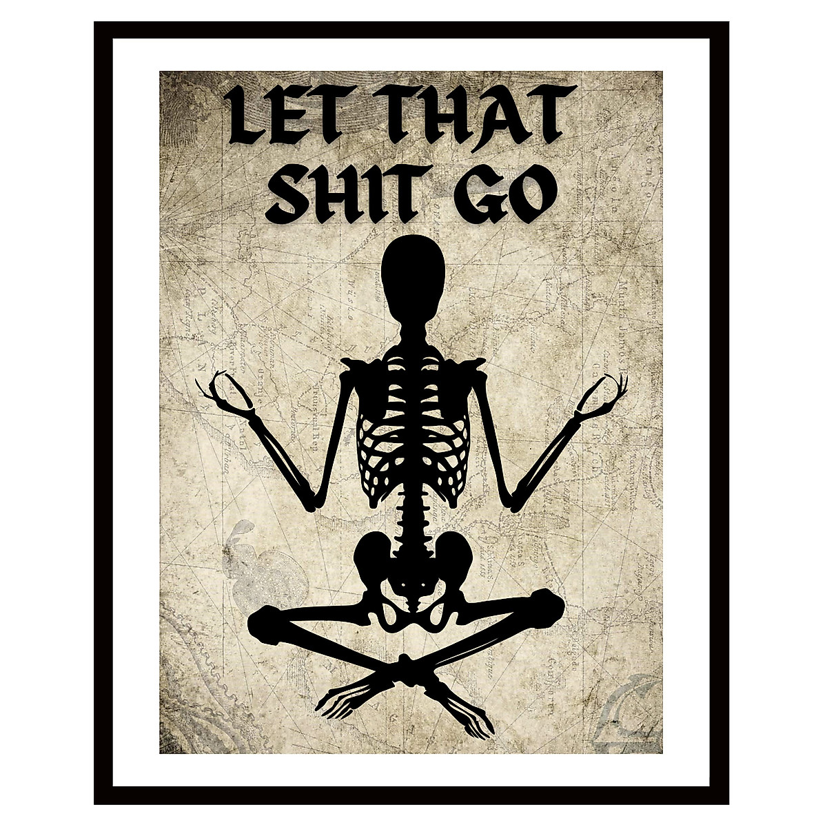 Roxbury Row Halloween Bathroom Decor, Spooky, Creepy, Funny Halloween Decorations, Skeleton Halloween Decor, Goth Bathroom Decor, Funny Bathroom Sign, Let That Shit Go, Skeleton Decor (8x10 Unframed)