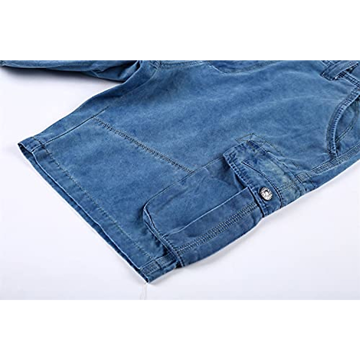 Men's Casual Denim Short Plus Size Casual Loose Fit Short Cargo Jean Pants Hip Hop Work Short Jeans With Pockets (Blue,38)