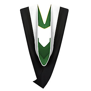 Cappe Diem Master Graduation Hood WHITE: Master of Arts (M.A.) in English, History, etc. (Various College Colors) (Green & White)