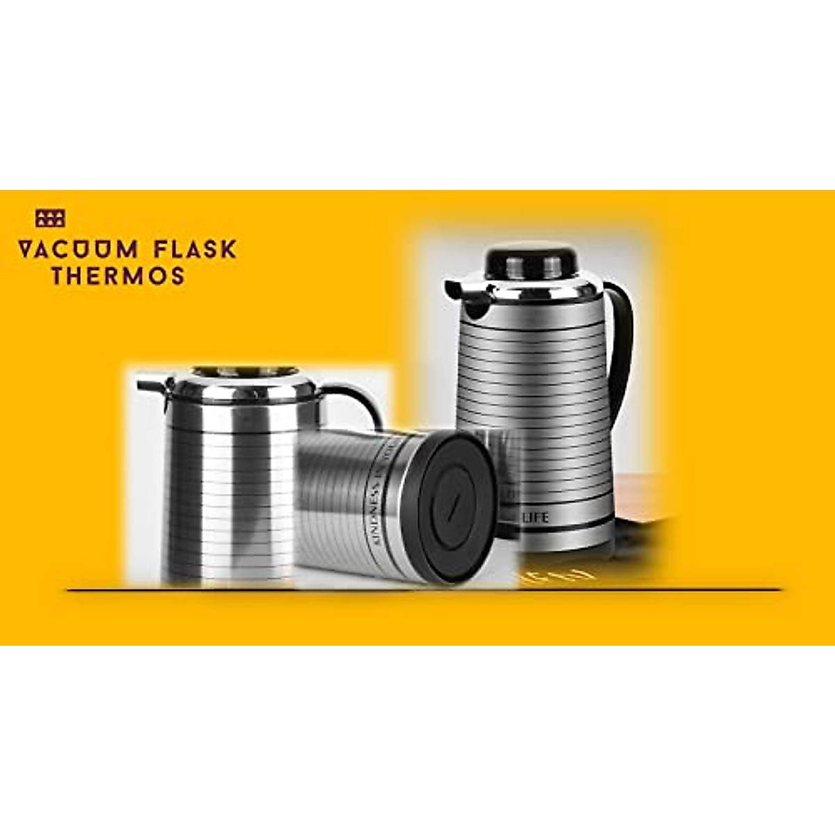 Bright Stainless Steel insulated Vacuum Flask Thermos, Keeps Hot/Cold water up to 20 Hours, Stainless Steel Double Wall Vacuum Glass Themros (1.6L)
