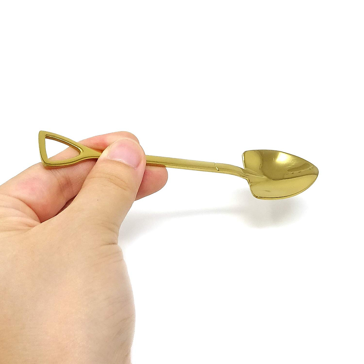 Honbay 4PCS Stainless Steel Shovel Shape Coffee Ice Cream Dessert Spoons for Home and Party (gold)