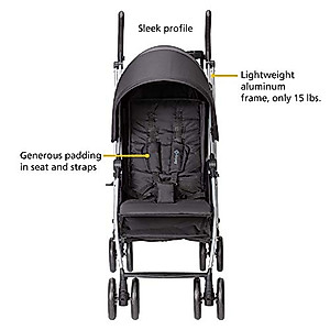 Safety 1st Step Lite Compact Stroller, Lightweight aluminum frame and a breeze to carry, at only 15 lbs, Back to Black