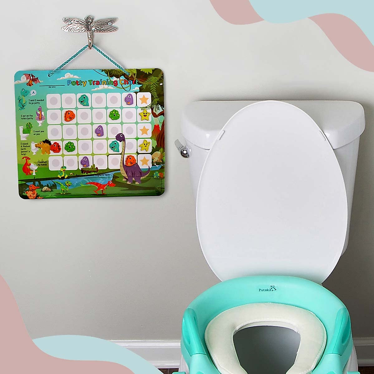 Potty Training Sticker Chart for Kids - Fun Dino & Rewards