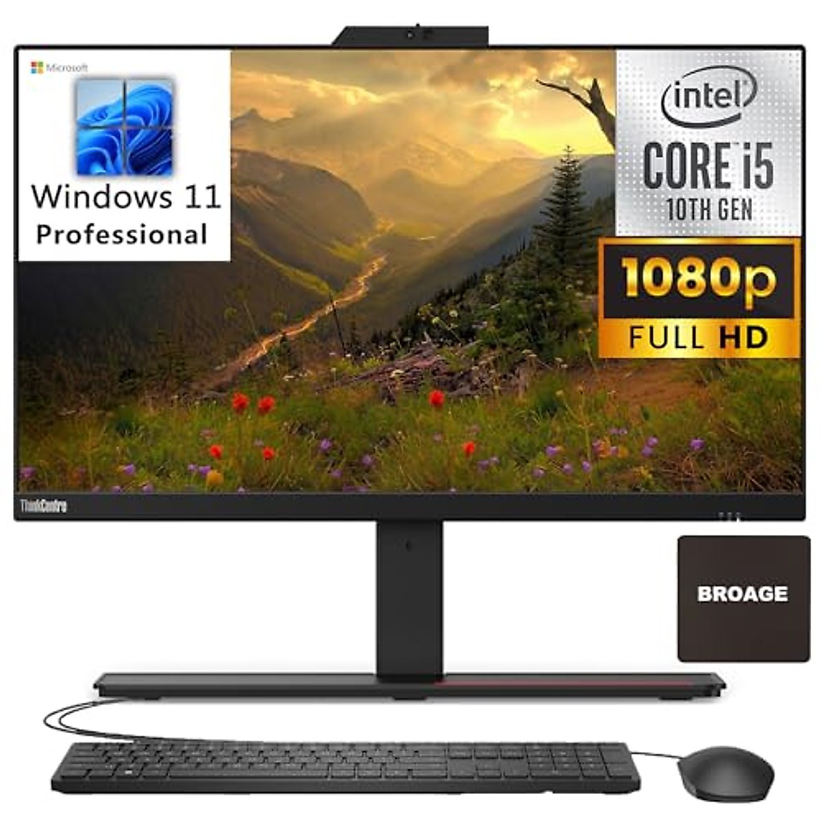 Lenovo ThinkCentre AIO 23.8" FHD Business All-in-1 Desktop Computer, Intel Hexa-Core i5-10500 (Beat i7-8700), 32GB DDR4 RAM, 1TB PCIe SSD, DVDRW, WiFi 6, Bluetooth 5.1, KB & Mouse, Windows 11 Pro