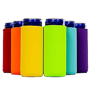 QualityPerfection Slim Can Cooler Sleeves, Beer/Energy (6 Pack) Drink Blank Skinny 12oz Premium Quality 4mm Neoprene Can Holders Beverage, Thermocoolers for Sublimation Vinyl and DTF(Multi Color)