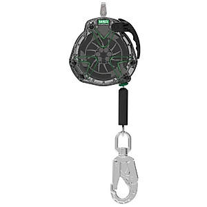 MSA 63206-00A V-TEC Standard Self Retracting Lanyard - Galvanized Cable - 20' (6m) Length, 3/16" Cable Diameter, Steel Swivel Snaphook, Clear Housing, Durable