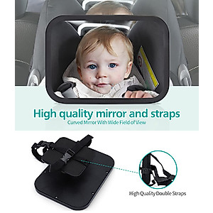 Baby Car Mirror, 2 Pack Large Safety Car Seat Mirror, Baby Car Seat Mirror for Rear Facing Infant Child with Wide Crystal Clear View, Rear View Mirror