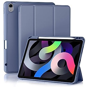 Akkerds Compatible with iPad Air 6th Generation 11 Inch Case M2 2024, for iPad Air 5th/4th Generation Case 2022/2020 10.9 Inch with Pencil Holder[Auto Sleep/Wake], Blue Gray