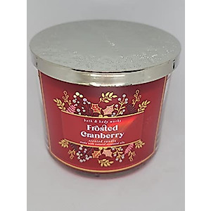 Bath & Body Works, White Barn 3-Wick Candle w/Essential Oils - 14.5 oz - 2021 Christmas Scents! (Frosted Cranberry)