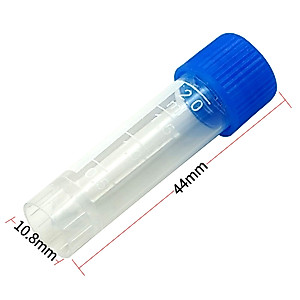 100 Pieces 2ml Plastic Graduated Vial Tube with Screw Caps, Test Tubes Small Test Sample Vial Storage Container for Lab (Blue)