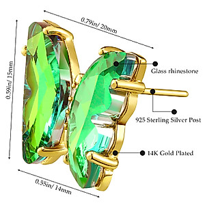 Bonuci 8 Pairs Butterfly Earrings for Women Rhinestone Cute Earrings Butterfly Wing Earrings Crystal Rainbow Colors Butterfly Ear Stud Jewelry Birthday Valentine's Day Gift Small