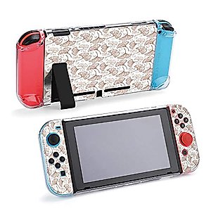 SUPNON Ginkgo Leaves Pattern On Background Protective Case Compatible with Nintendo Switch Soft Slim Grip Cover Shell for Console & Joy-Con with Screen Protector, Thumb Grips Design19309