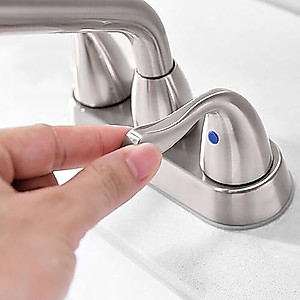 Phiestina Brushed Nickel Utility Sink/Laundry Faucet, 4 Inch Centerest 2 or 3 Hole Rotatable Swivel 360° Spout with Threaded End, with Water Supply Line, BF25-7-BN