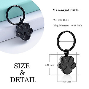 shajwo Cremation Ash Urn Keychain for Pet Ashes Cremation Jewelry for Human Ashes Dog Cat Cremation Keepsake Memorial Urn Keychain Ash Holder for Women Men (Paw Black